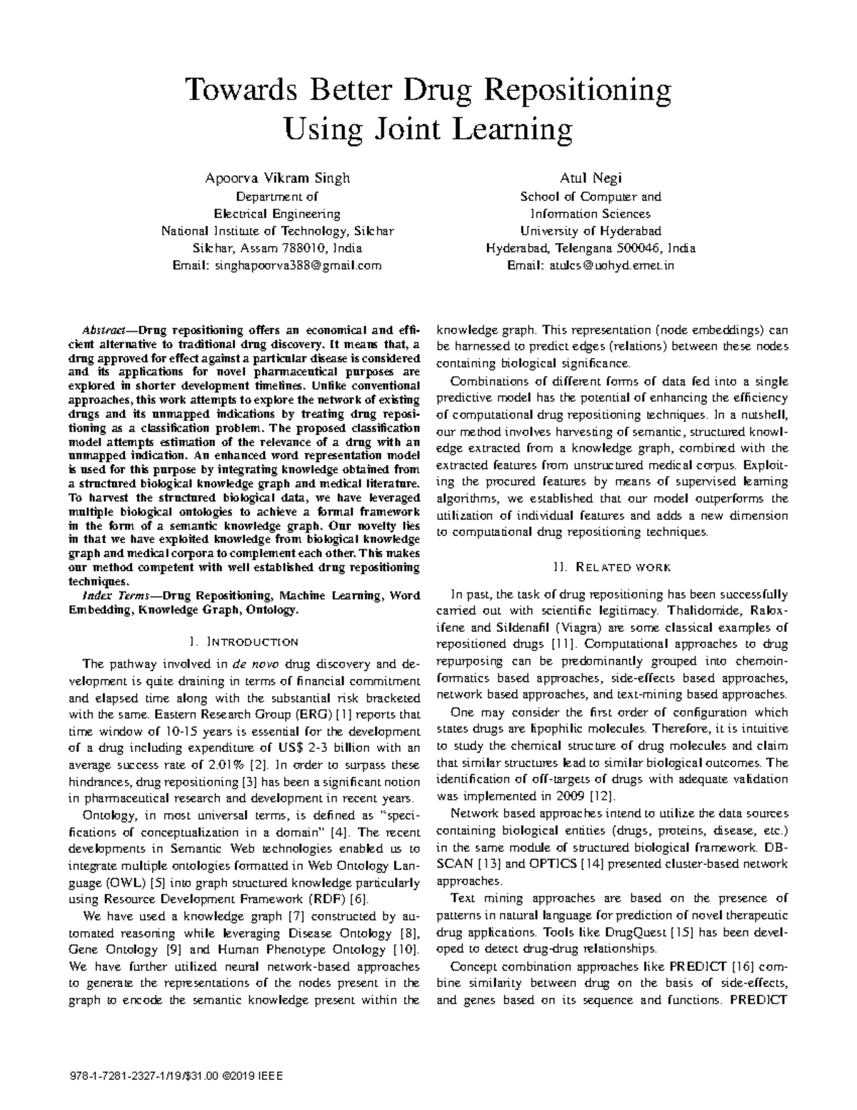 Singh 2019 - Artigos para a disciplina - Towards Better Drug Repositioning Using Joint Learning ...