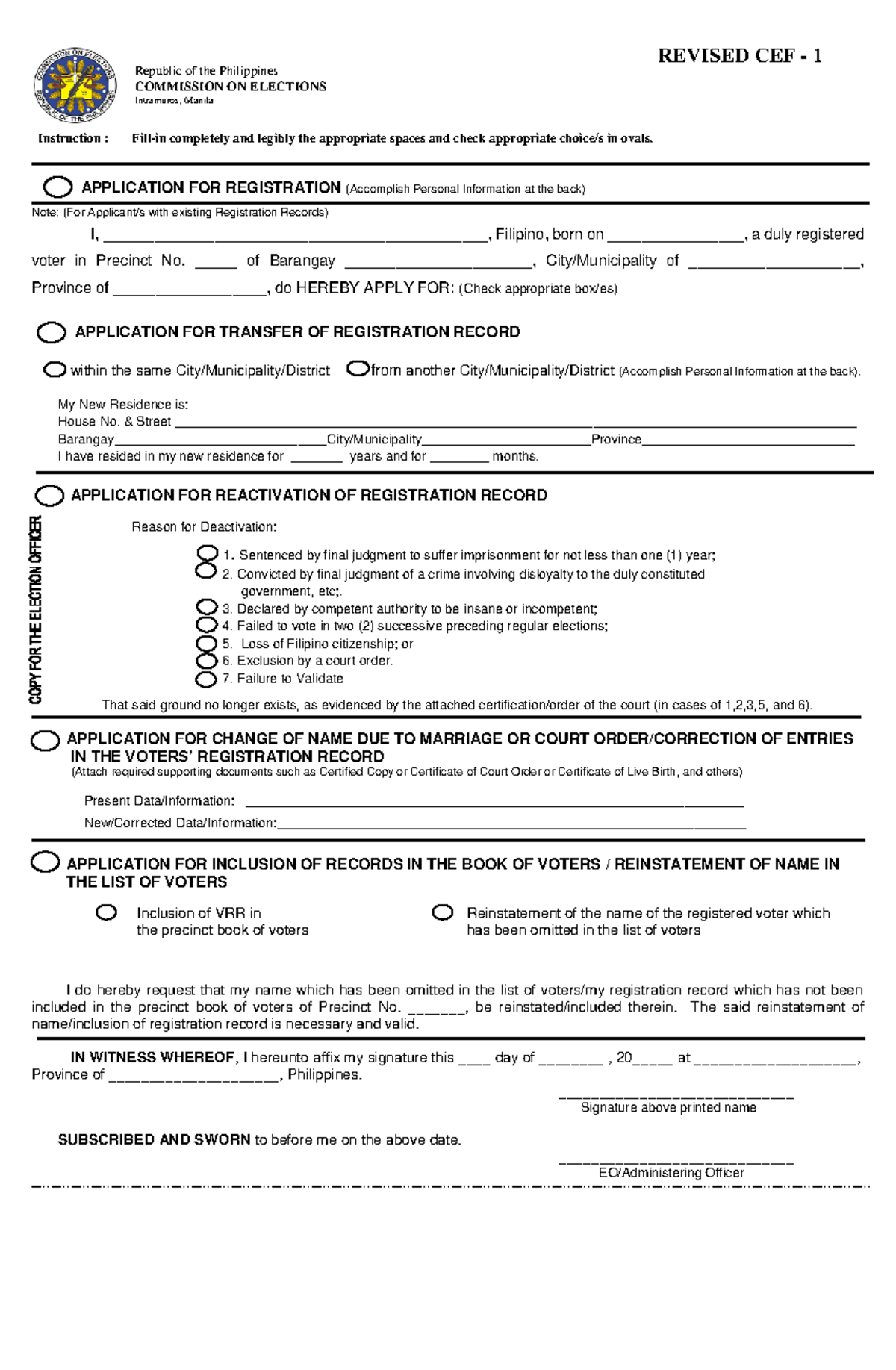 FORM- 011918 - Page 1 - APPLICATION FOR REGISTRATION (Accomplish ...