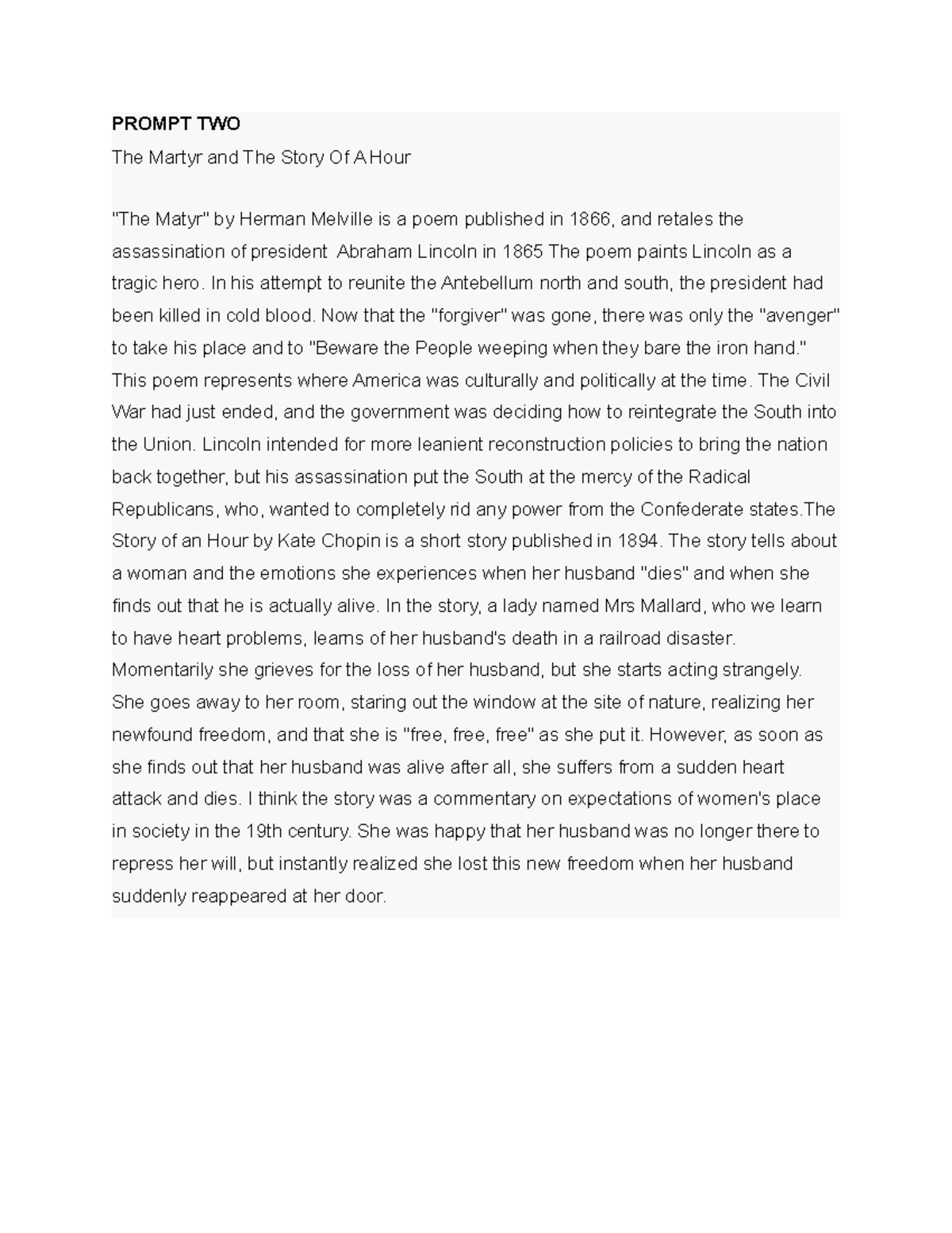 01.05 19th Century Foundations of American Literature - PROMPT TWO The ...