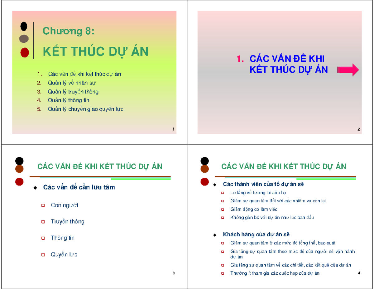 00QLDA - Ch8 [Compatibility Mode] - Ch±¡ng 8: K¾T THÚC Dþ ÁN Các v¿n ß khi k¿t thúc dÿ án Qu¿n ...