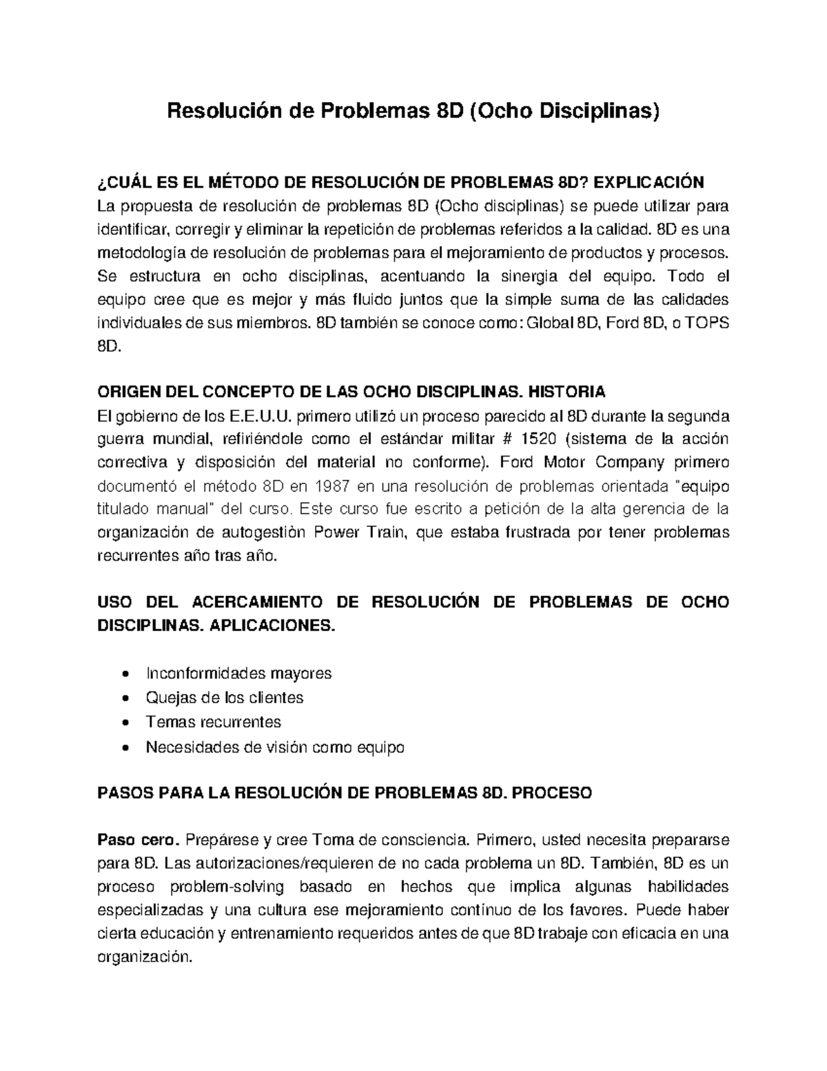 Resolucion de Problemas 8D diana laura alarcon 16te0160* - Resolución ...