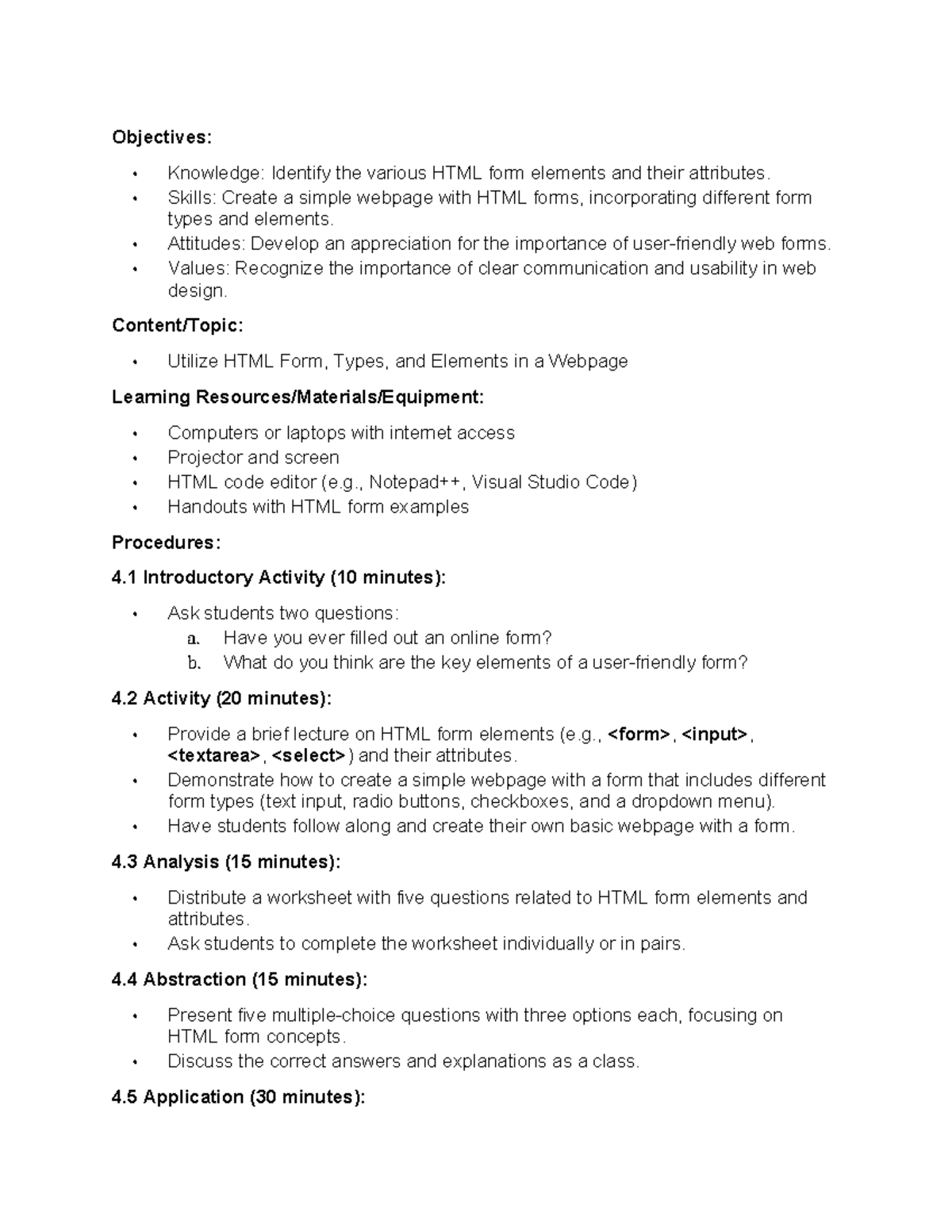 •utilize Html Form Types And Elements In A Webpage Objectives Knowledge Identify The