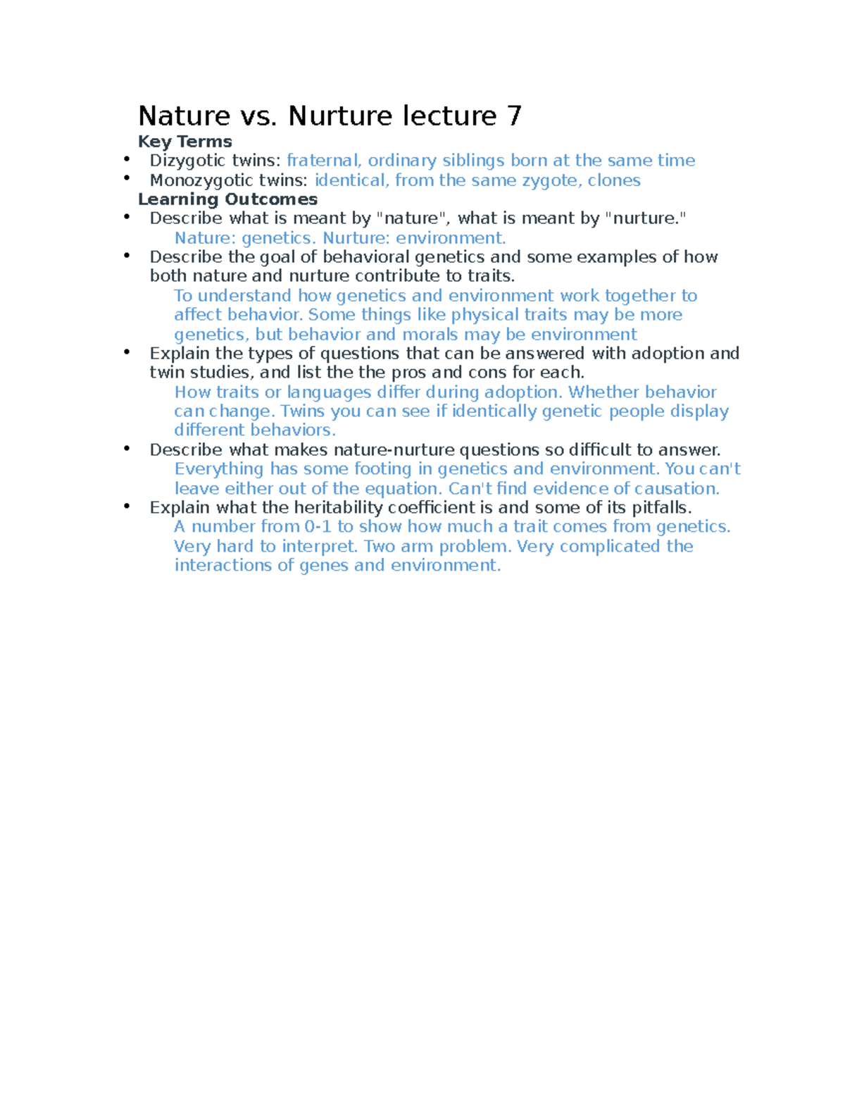Nature vs nurture lecture 7 - Psych 111 - BYU - Studocu