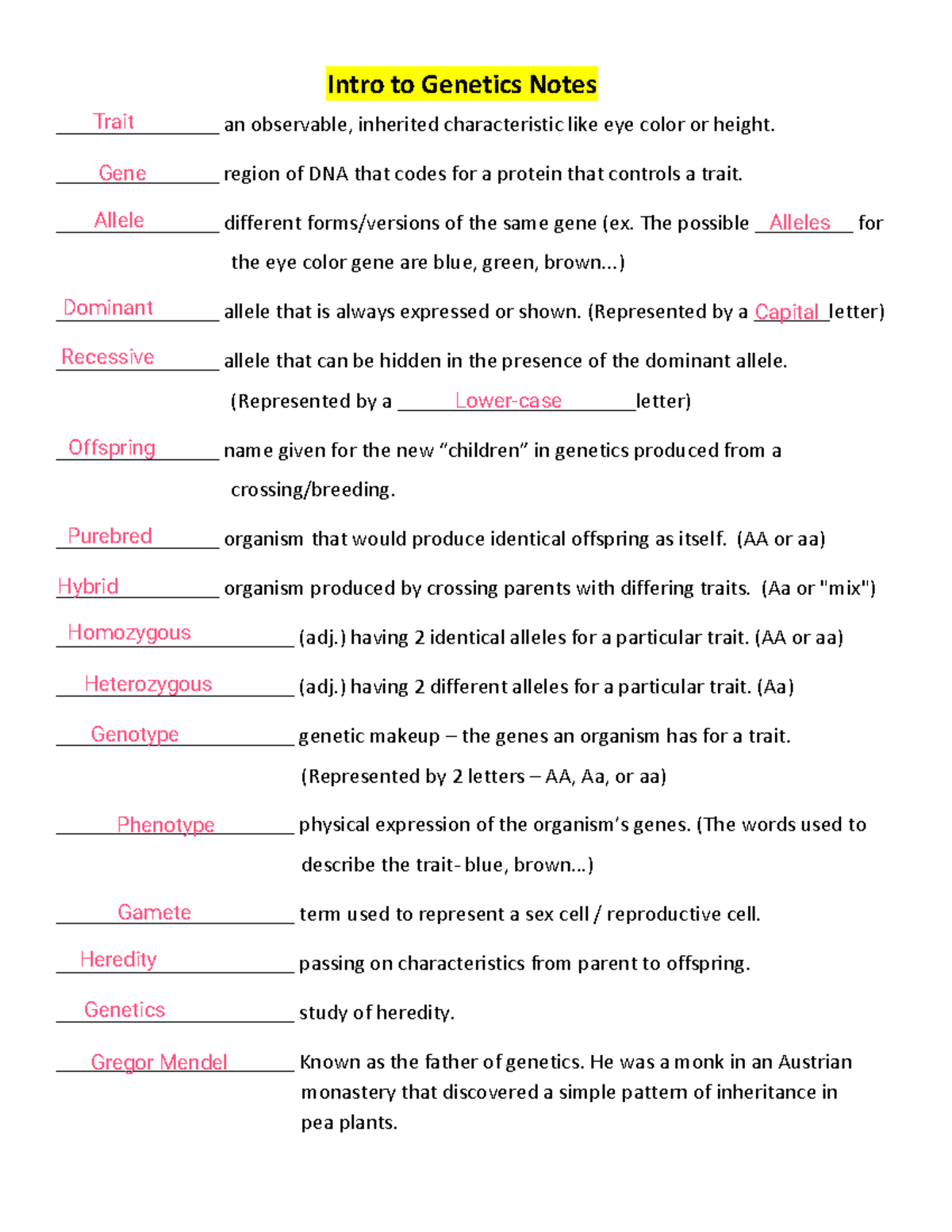 Kami Export - Jasmine Thompson - Into to Genetics Notes Handout - Intro ...