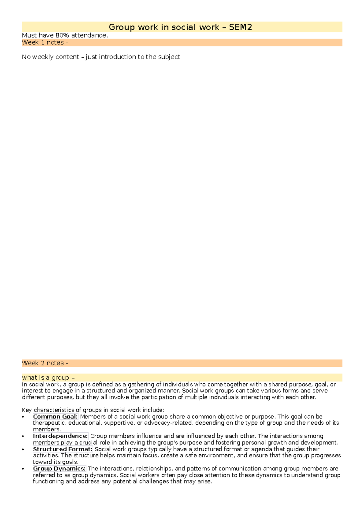 Group work in social work notes - Group work in social work – SEM Must ...