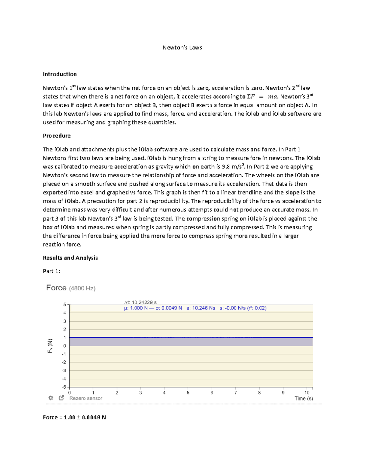 Introduction to Laws of Motion Lab - Studocu