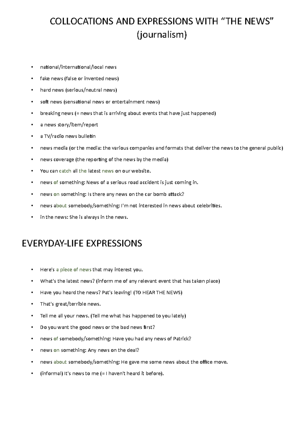 Collocations AND Expressions WITH - COLLOCATIONS AND EXPRESSIONS WITH ...