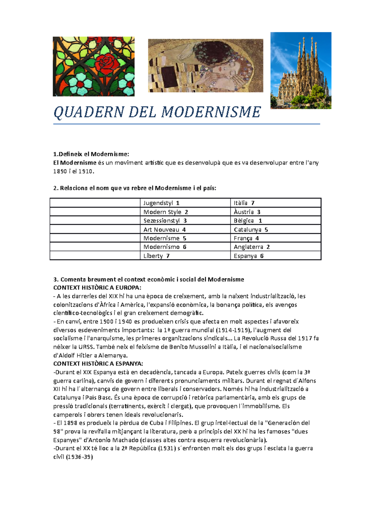 Cuadern activitats modernisme, història de l'art 2 - QUADERN DEL ...
