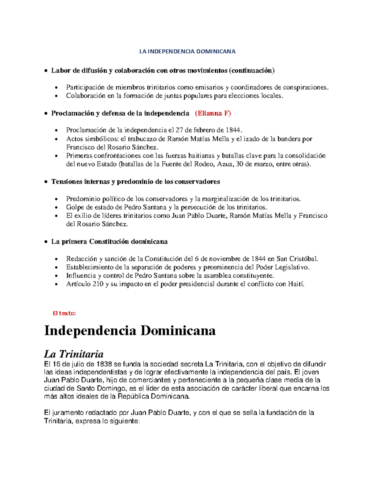 LA Independencia Dominicana - LA INDEPENDENCIA DOMINICANA Labor de ...