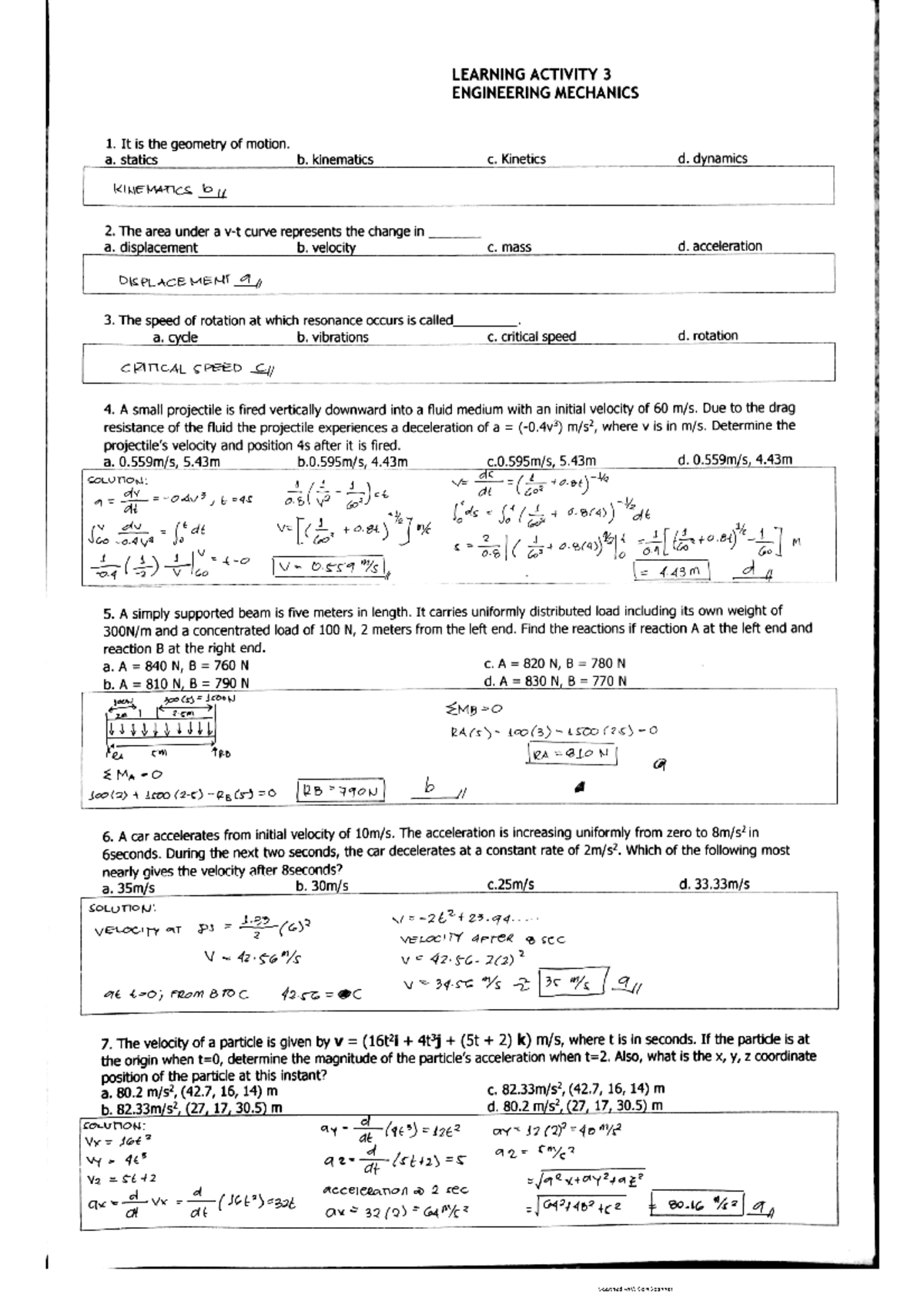 Engineering Mechanics LA 3.ESAS part 1 - Electrical Engineering - Studocu