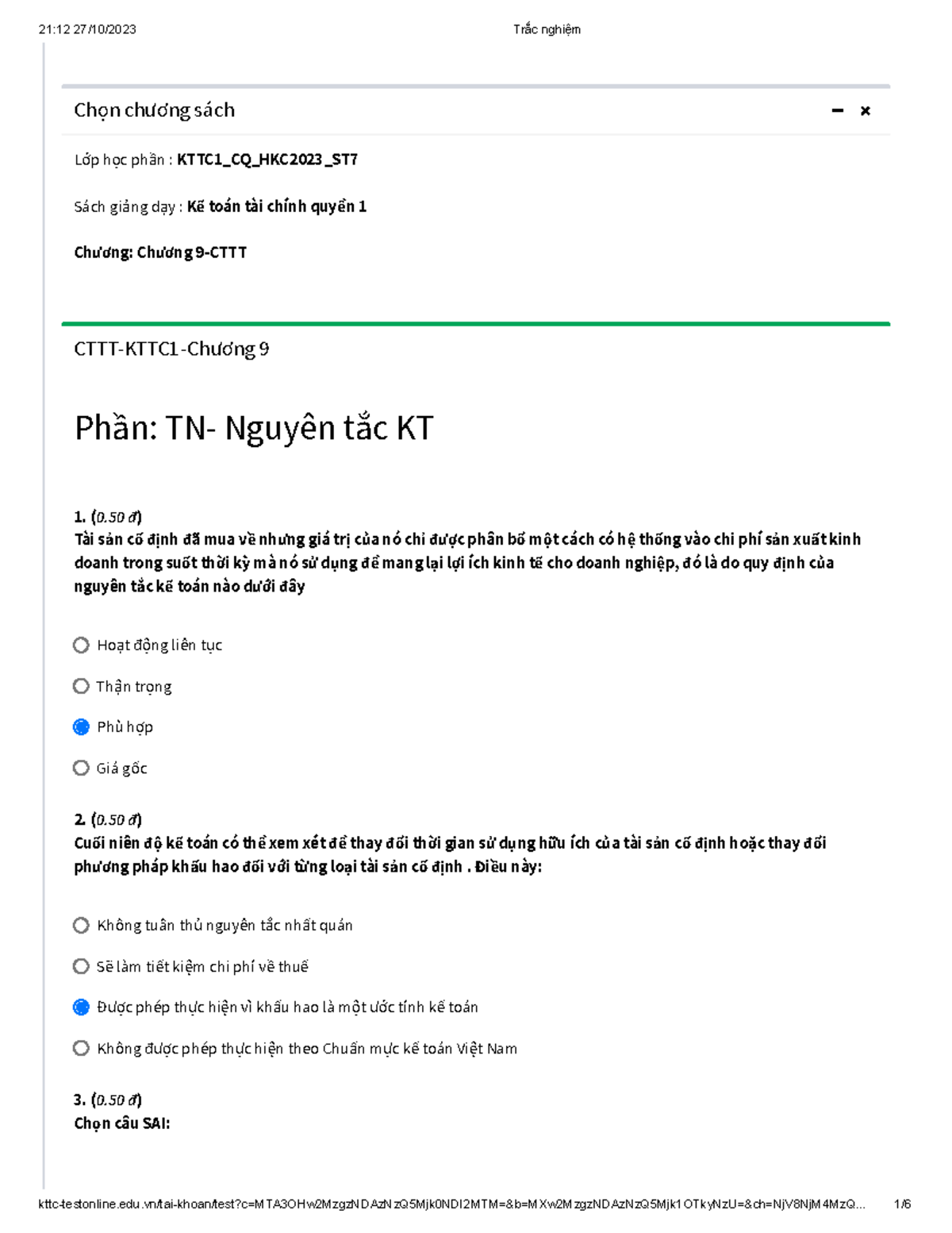 Bài tập code Chương 9 kttc 1 (hệ chuyên) - Chọn chương sách Lớp học phần : KTTC1_CQ_HKC2023_ST ...