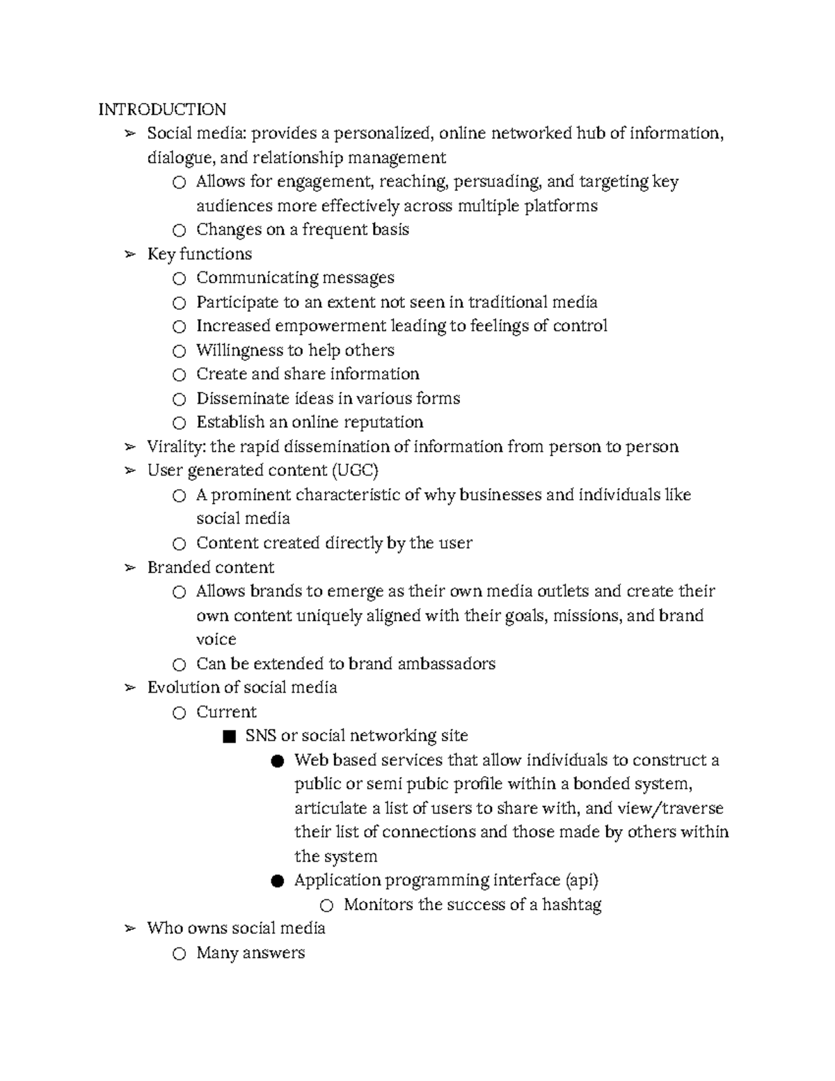 Chapter 1 - NOTES! - INTRODUCTION Social media: provides a personalized ...