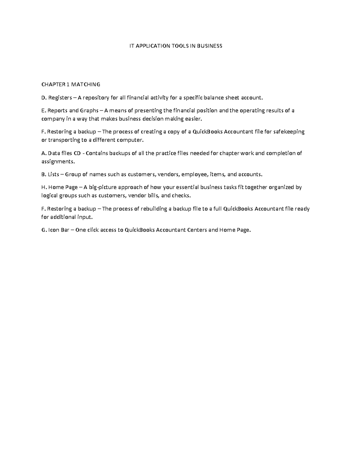 BSA-2A Gostilo JOHN-EMAR M Chapter 1 Matching - IT APPLICATION TOOLS IN BUSINESS CHAPTER 1 ...