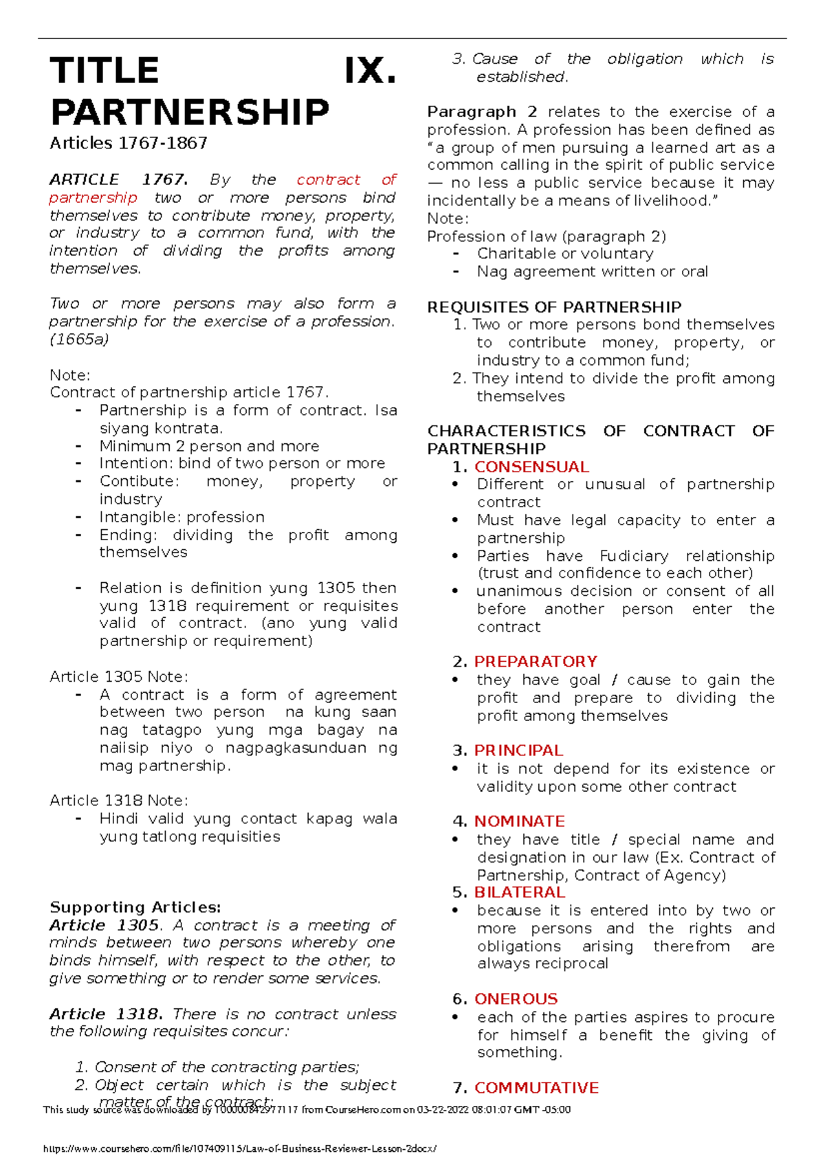 Law of Business Reviewer Lesson 2 - Accountancy - DLSU - Studocu