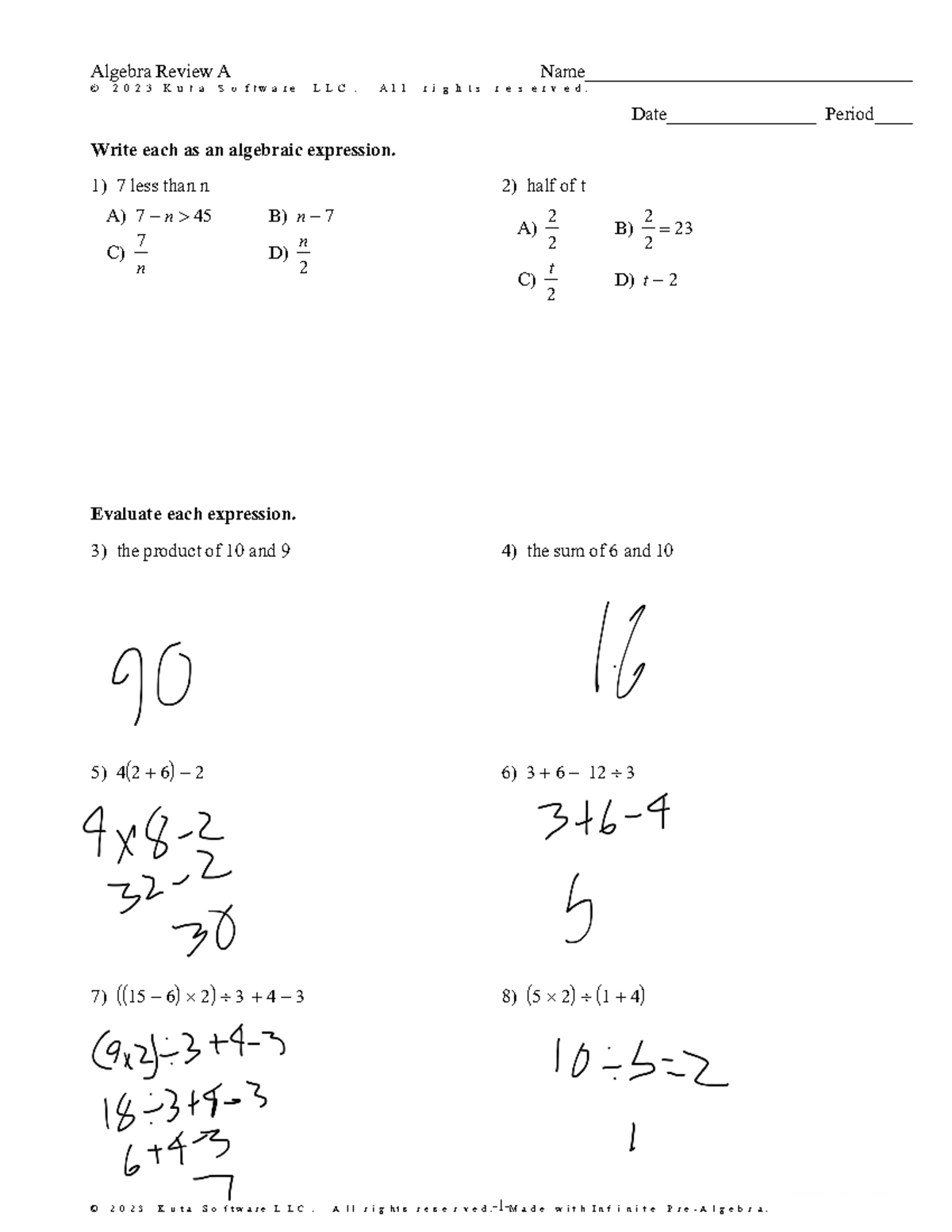 Algebra Review A - Fibeqfeh - ©y P 2 y 0 T 2 _ 3 T TKNuqteau zShoDfytlw ...