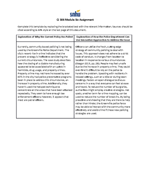 CJ 306 Project One Final Document - CITY OF GREENVILLE POLICE ...