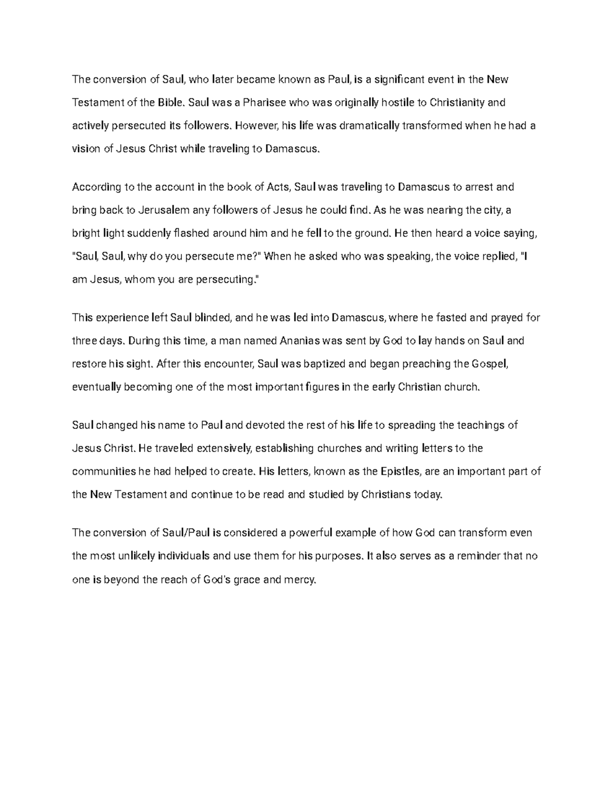 Untitled document (38) - The conversion of Saul, who later became known ...