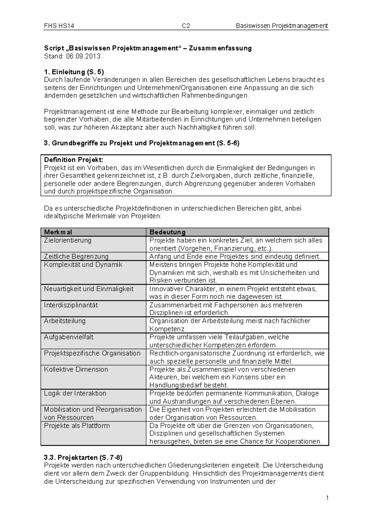 C2 Zusammenfassung Basiswissen Projektmanagement - Script „Basiswissen Projektmanagement ...