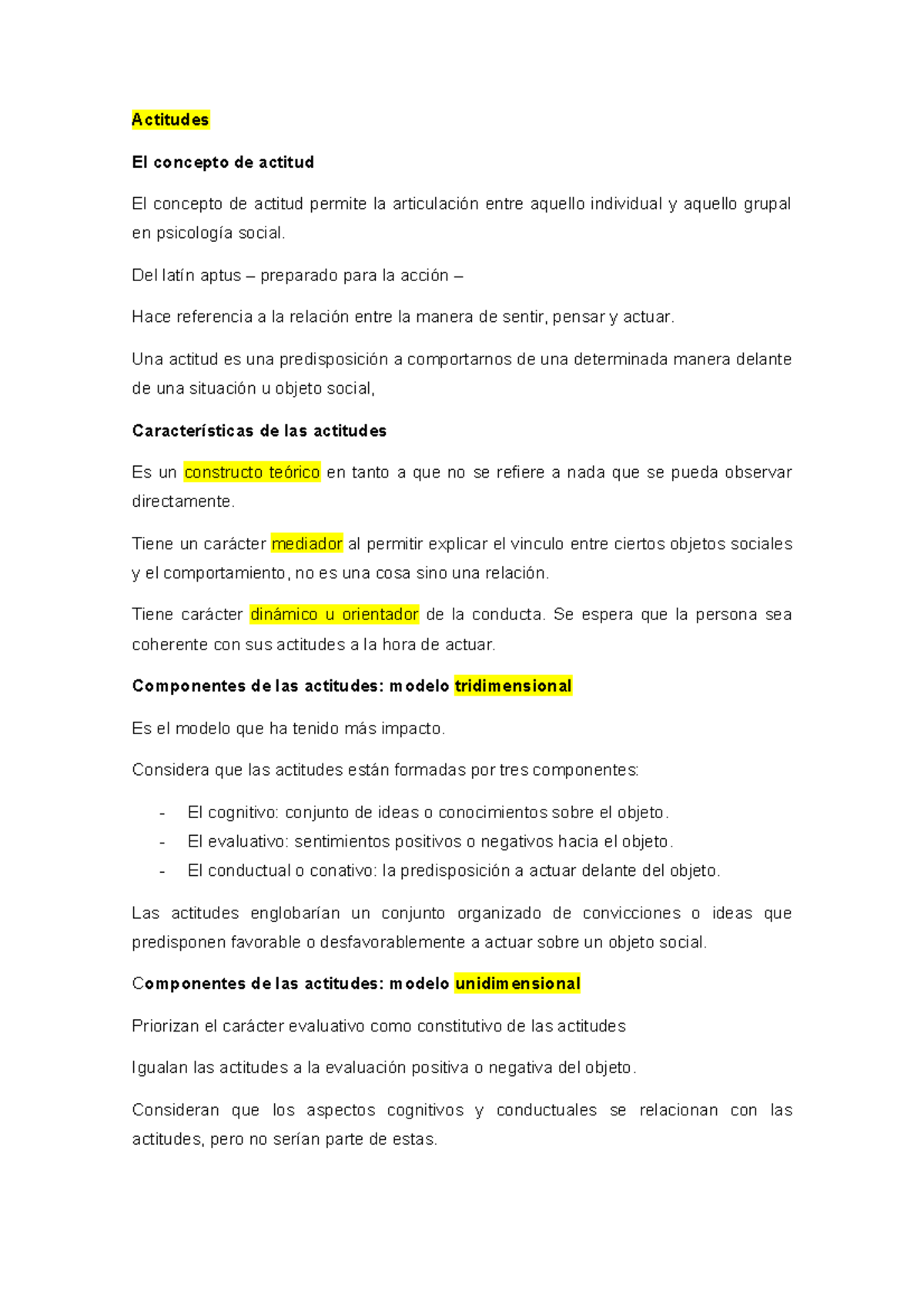 TEMA 4 - Apunts 4 - Actitudes El concepto de actitud El concepto de ...