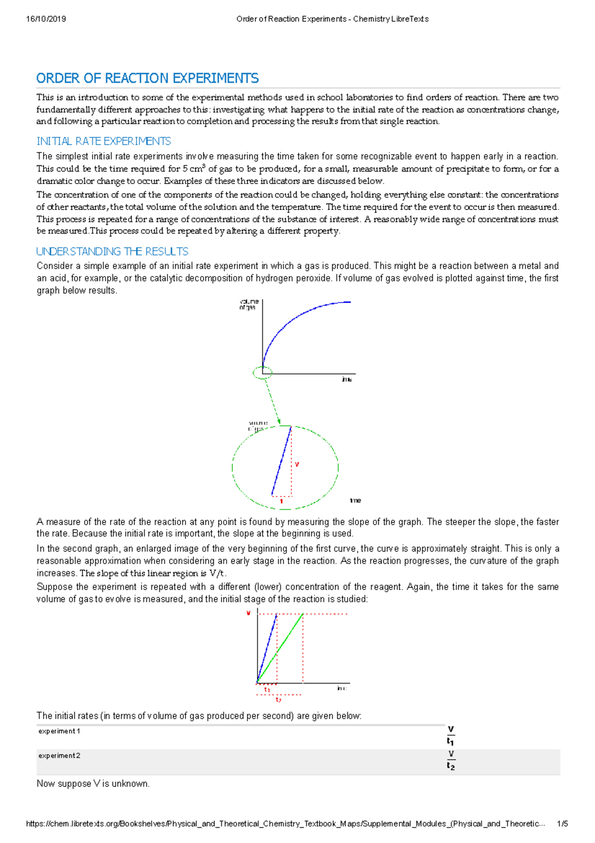 1.2.1 Order of Reaction Experiments - Chemistry Libre Texts - ORDER OF ...