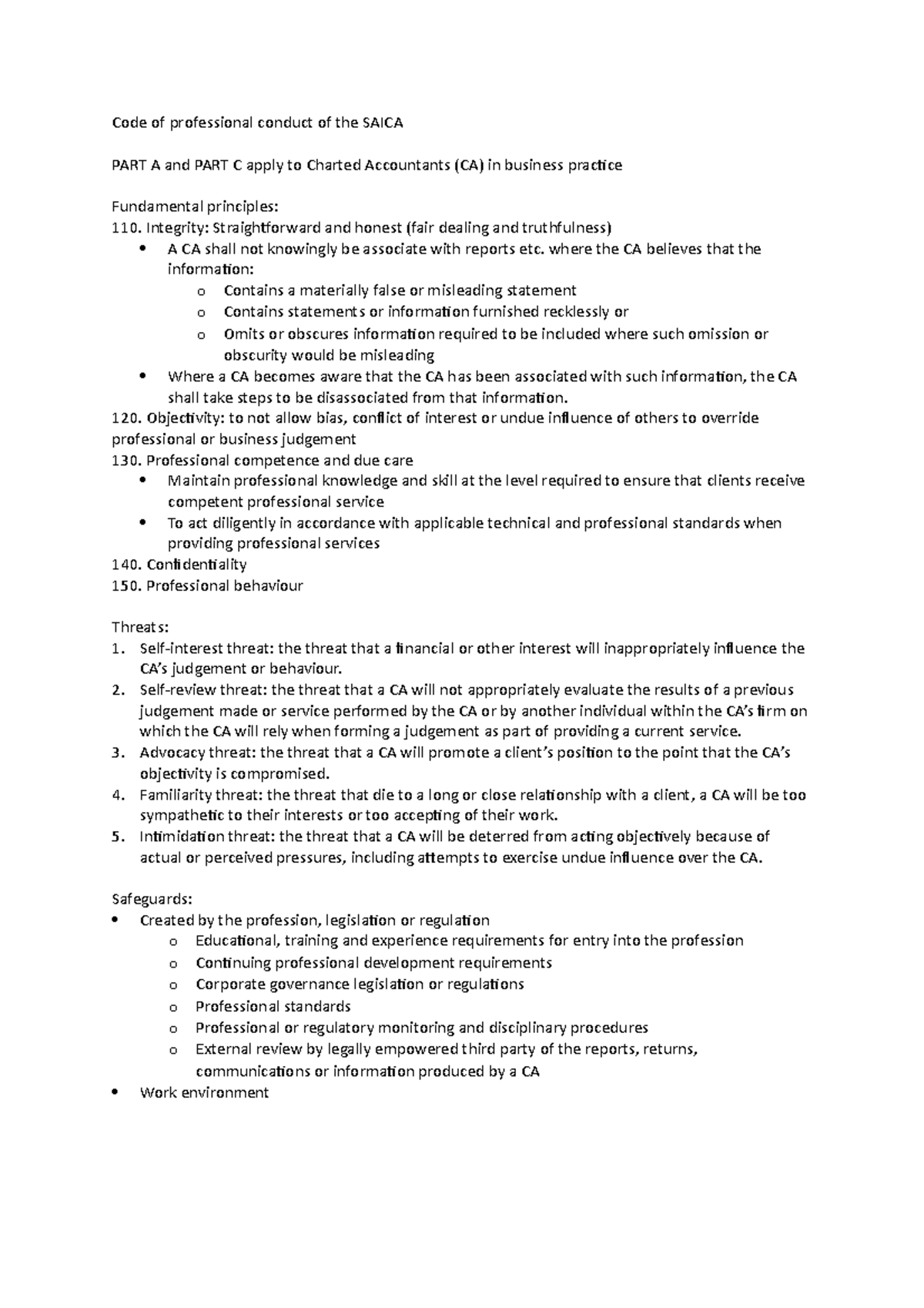 1.5. Saica CPC - Code of professional conduct of the SAICA PART A and ...