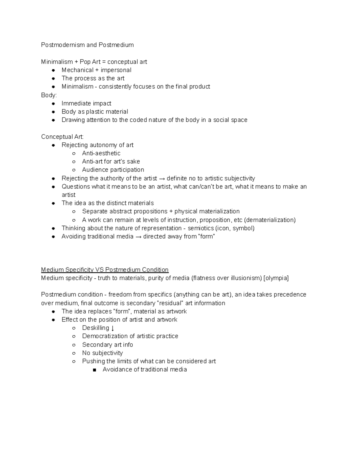 Postmodernism [Postmedium] ARTH 4813 - notes - Postmodernism and ...