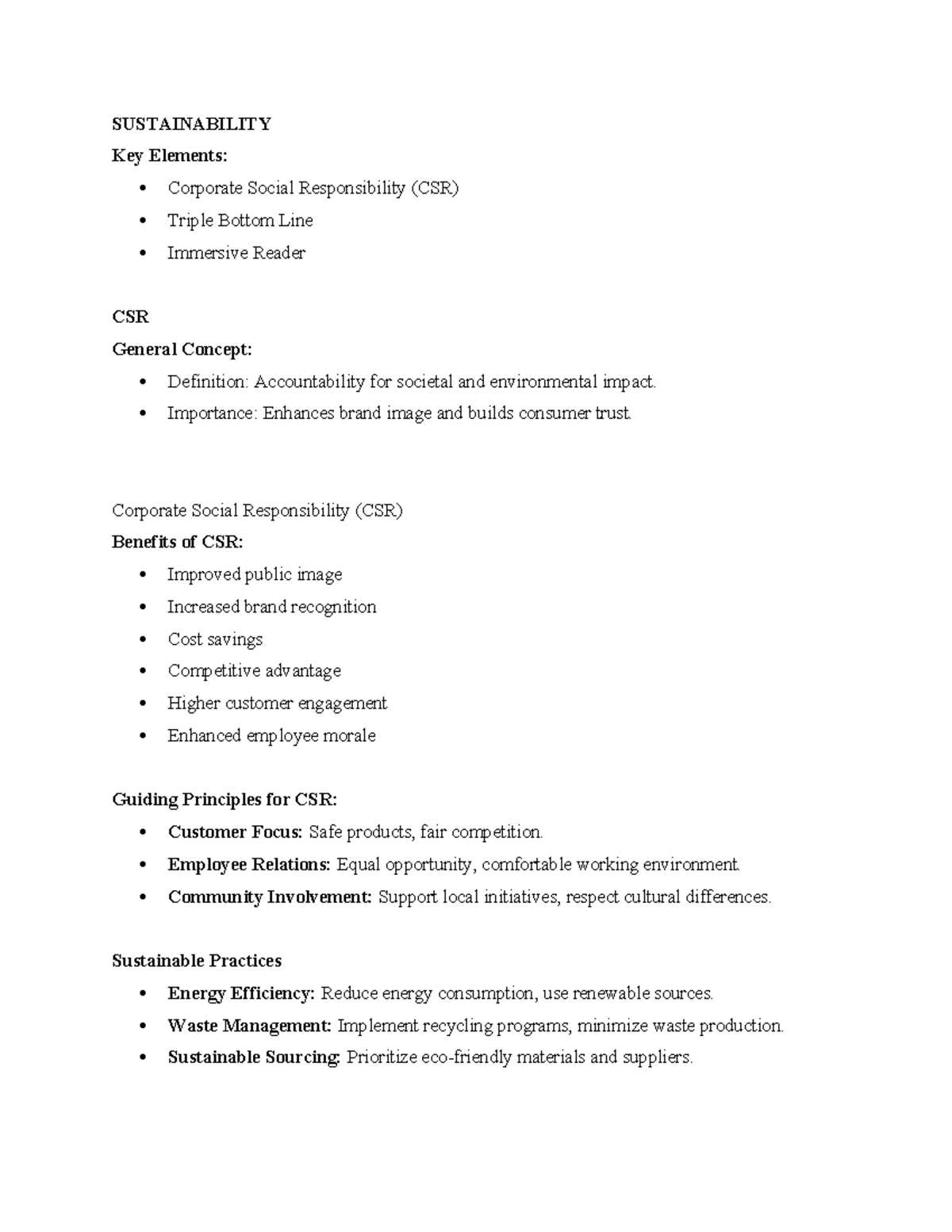 [ Draft] M3 - EA3 DRAFT - SUSTAINABILITY Key Elements: Corporate Social ...