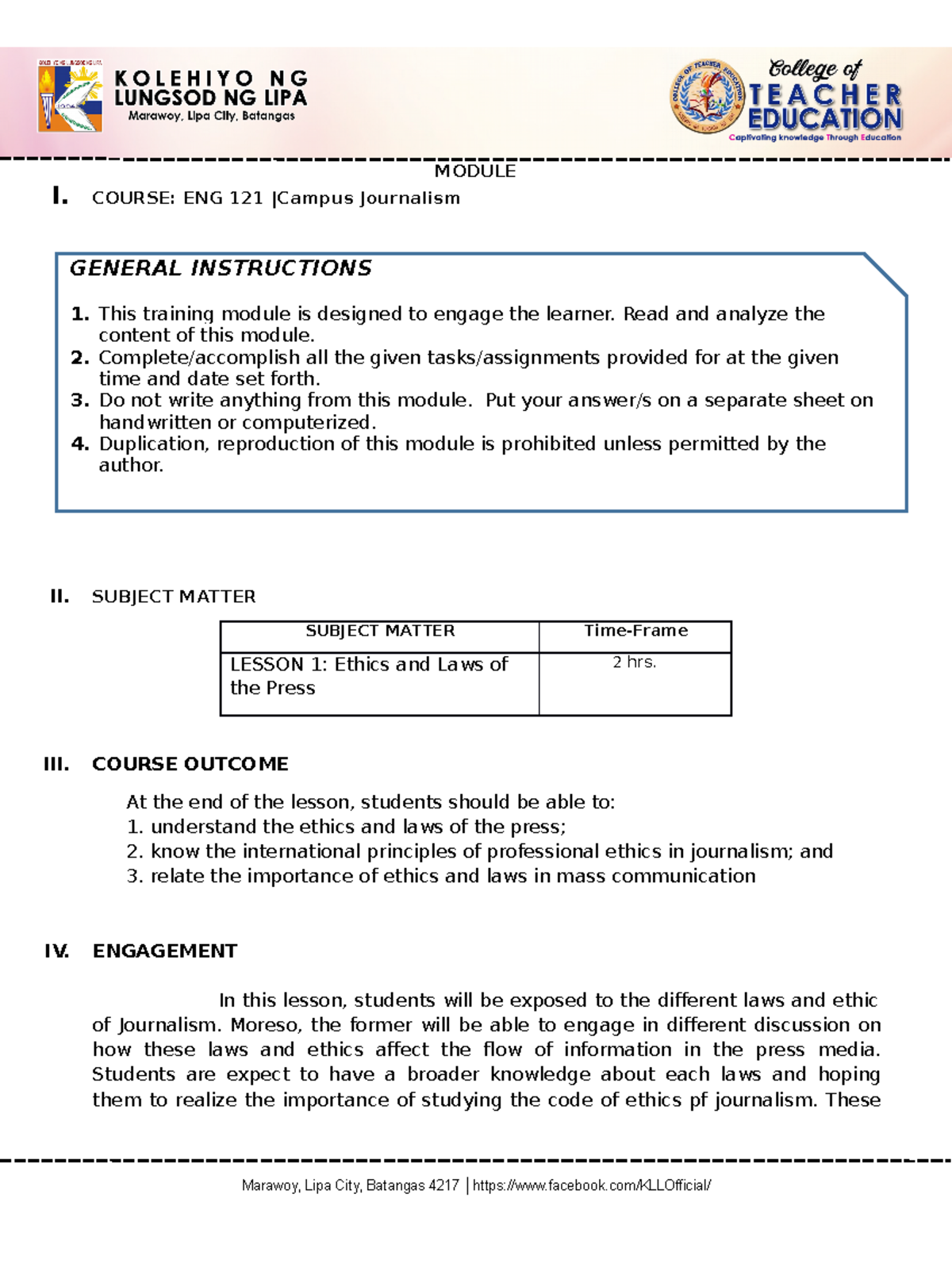 Lesson 2- Campus Journalism - Education, Secondary - Studocu