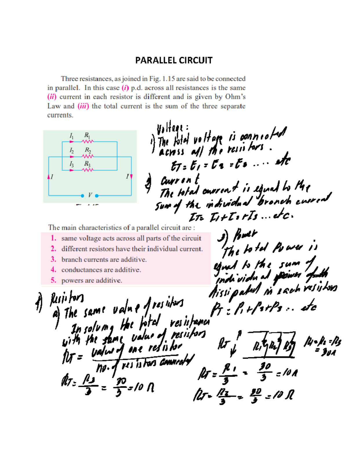 Parallel Circuit - PARALLEL CIRCUIT EXAMPLE 1: Two resistors R1 = 1 ...