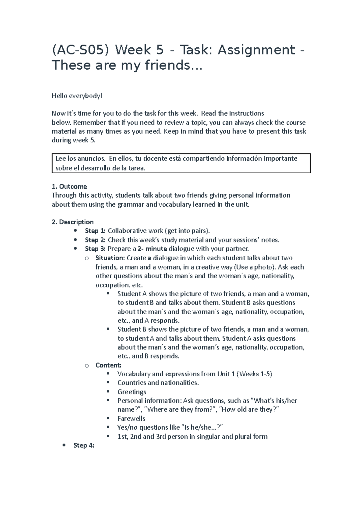 Week 5 - 1 Tarea Académica (modificada) agosto 2023 - (AC-S05) Week 5 ...