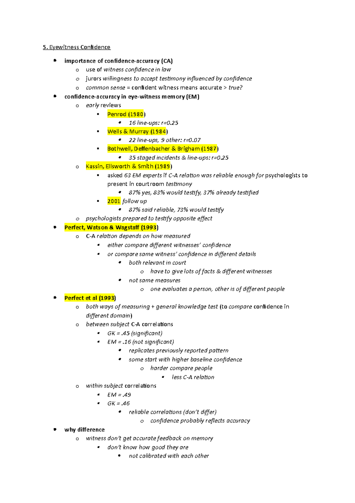 L5. Eyewitness Confidence - PSYC603 - Plymouth - Studocu