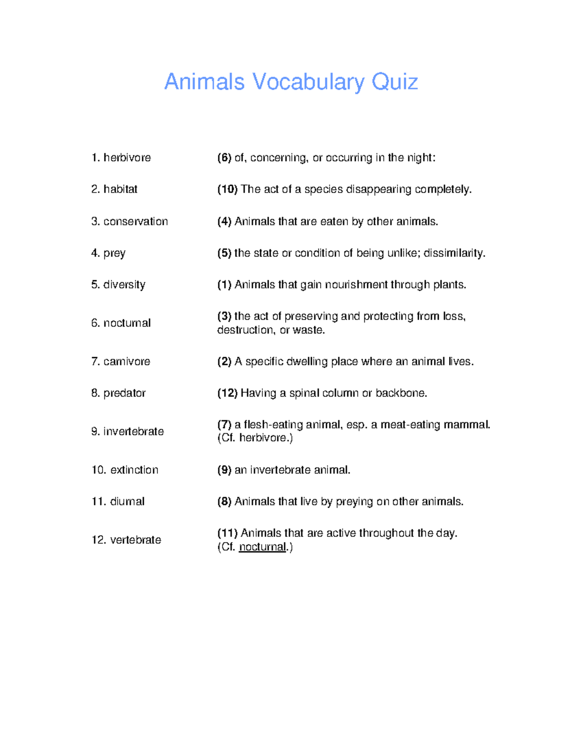 Act. 5 -Animals Worksheet - Animals Vocabulary Quiz María Felipe ...