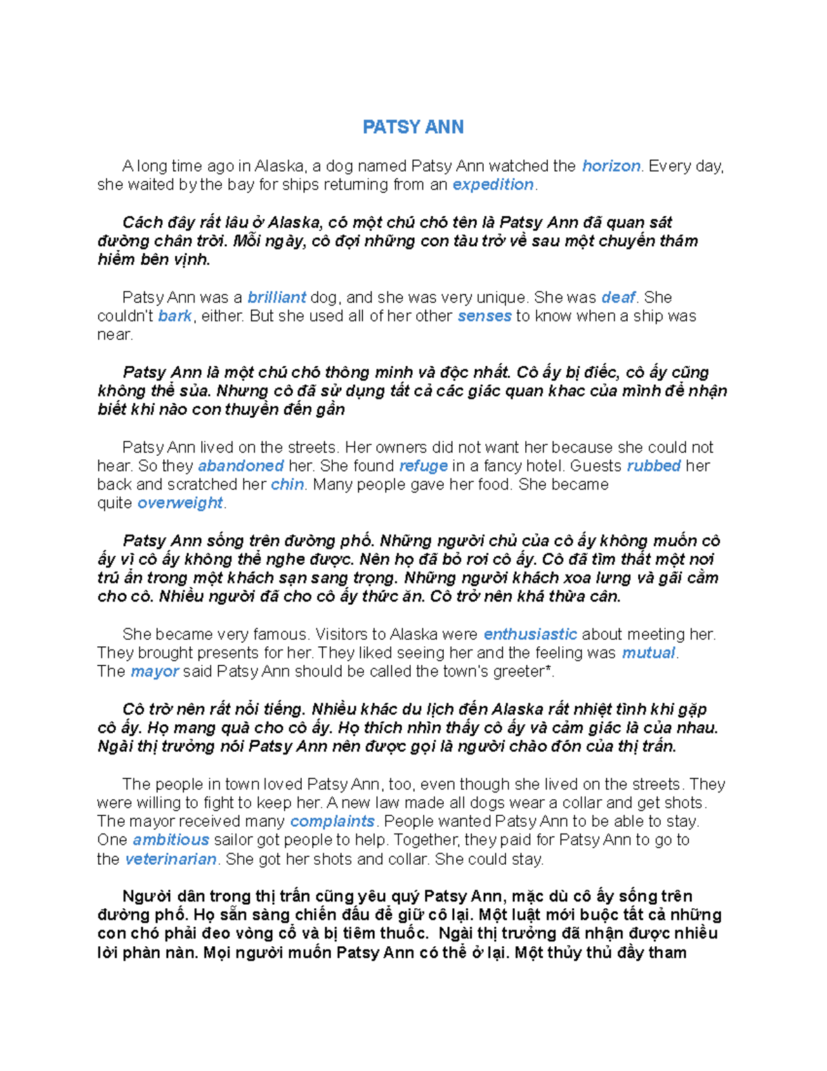 Patsy ANNnnnnnnnnnng - PATSY ANN A long time ago in Alaska, a dog named ...