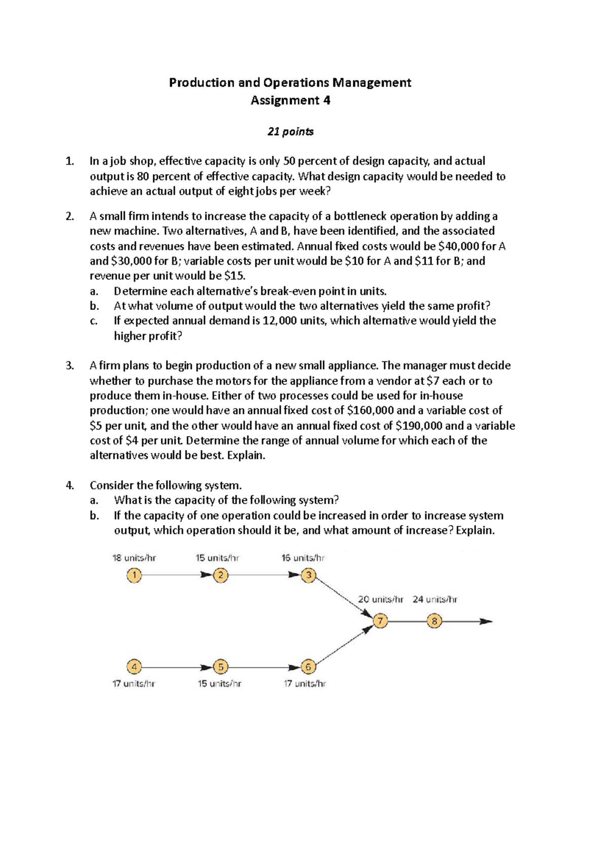 POM Assignment 4 - Production and Operations Management Assignment 4 21 ...