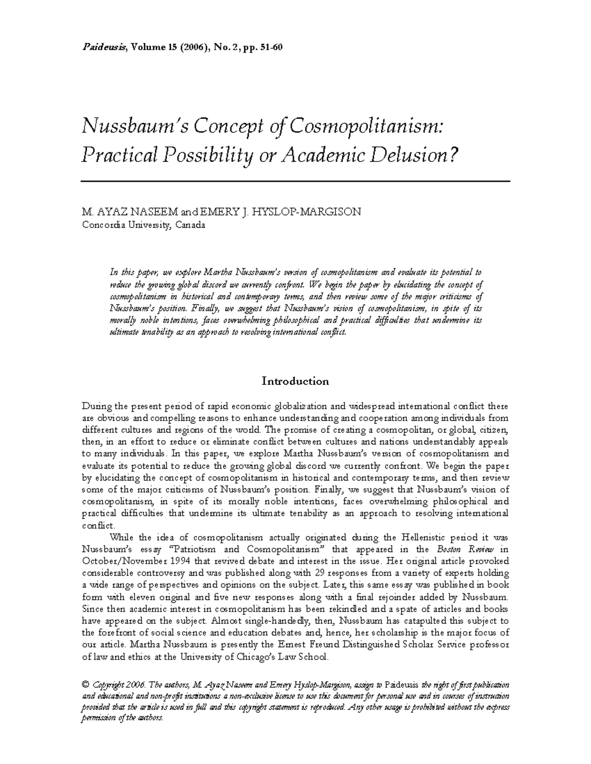 Article required - Paideusis, Volume 15 (2006), No. 2, pp. 51- Nussbaum ...