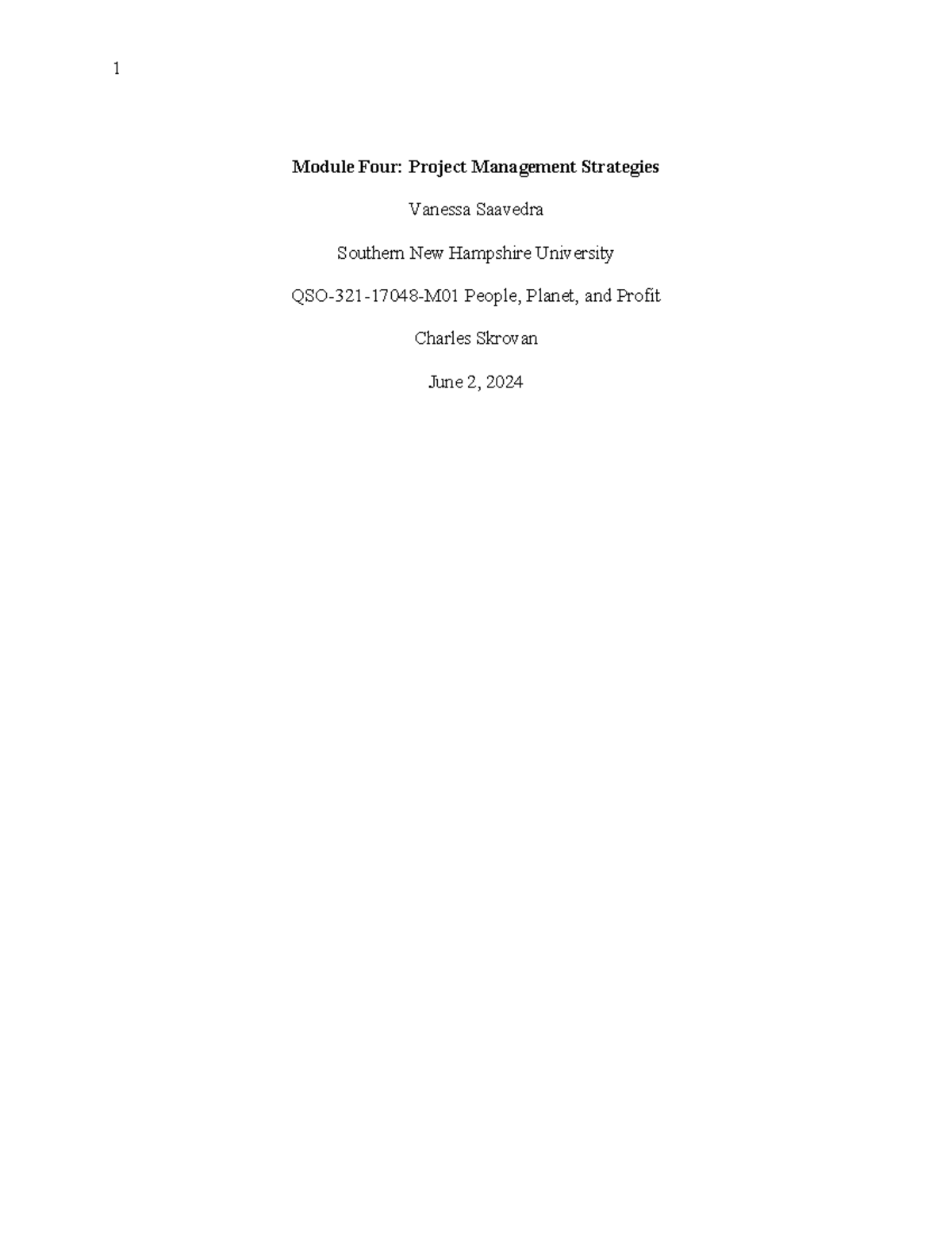 Module Four-People, Planet, Profit - Module Four: Project Management ...