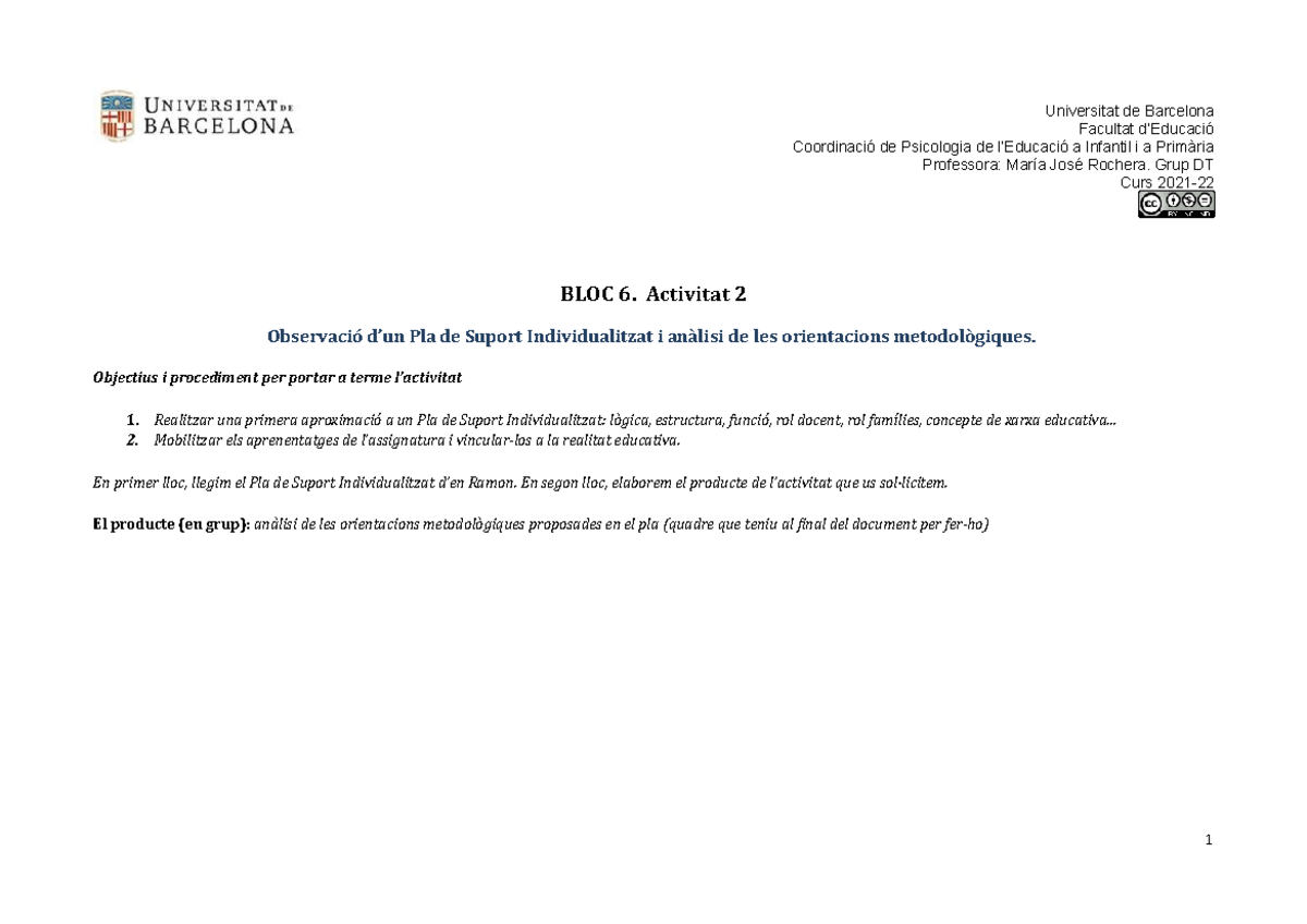 6 PEP Bloc 6 ACT 2 Pla de Suport Individualitzat (Ramon) Anàlisi DEF ...