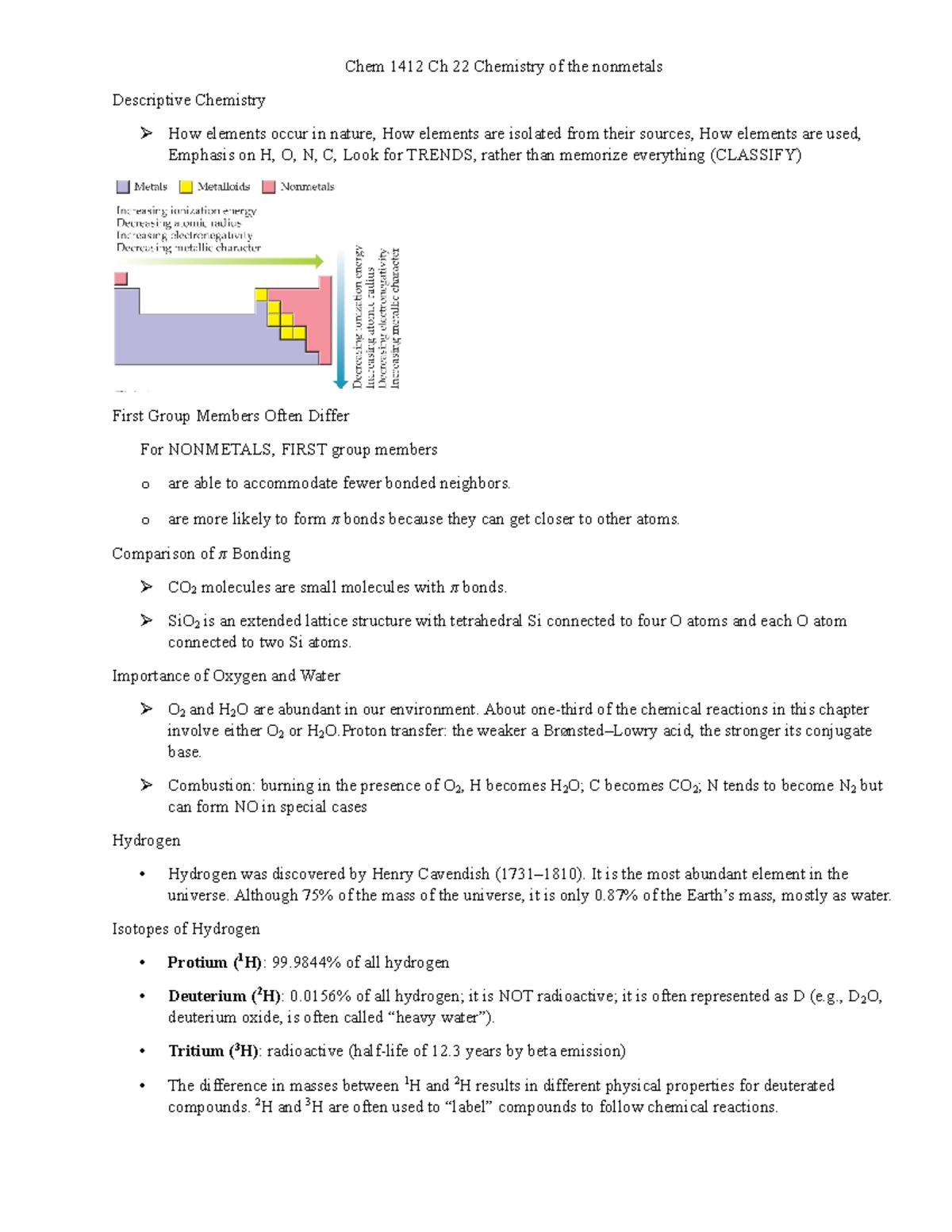 Chem 1412 Ch 22 - Detailed notes - Chem 1412 Ch 22 Chemistry of the ...