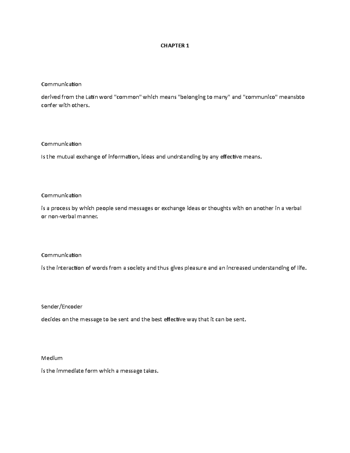 Purposive Communication Chapter 1 to 3 - CHAPTER 1 Communication derived from the Latin word ...