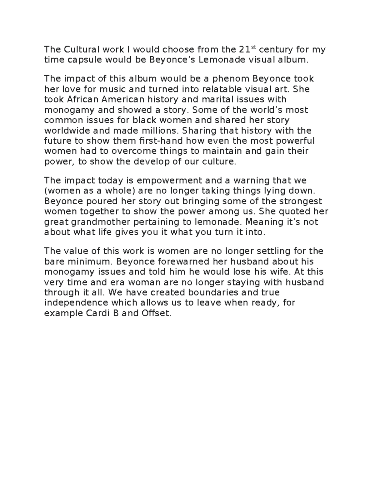 The Cultural Work - The impact of this album would be a phenom Beyonce ...