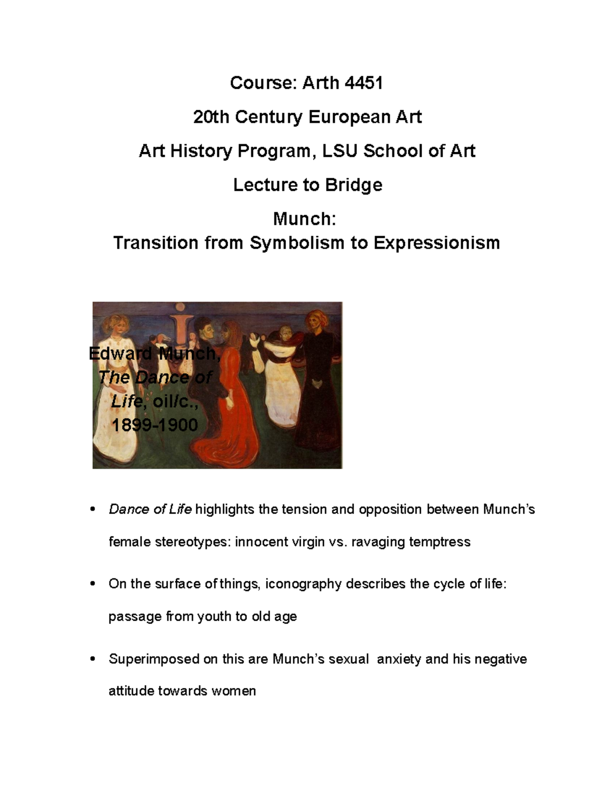 Edward munch - 20th century contemporary art history lecture notes ...