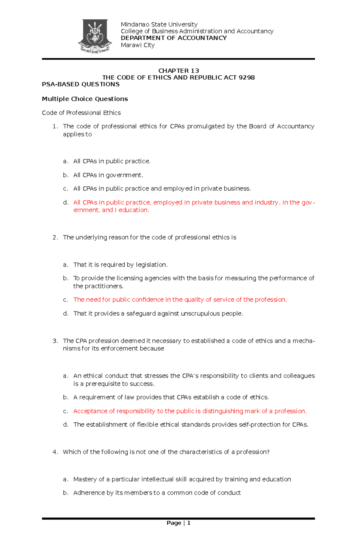 Chapter 13 - This would be helpful if the student will take the CPALE ...