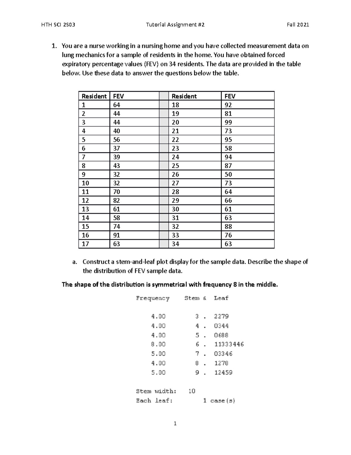 Tutorial Assign 2 - Descriptive Stats & Probability 11 copy - 2s03 - McMaster - Studocu