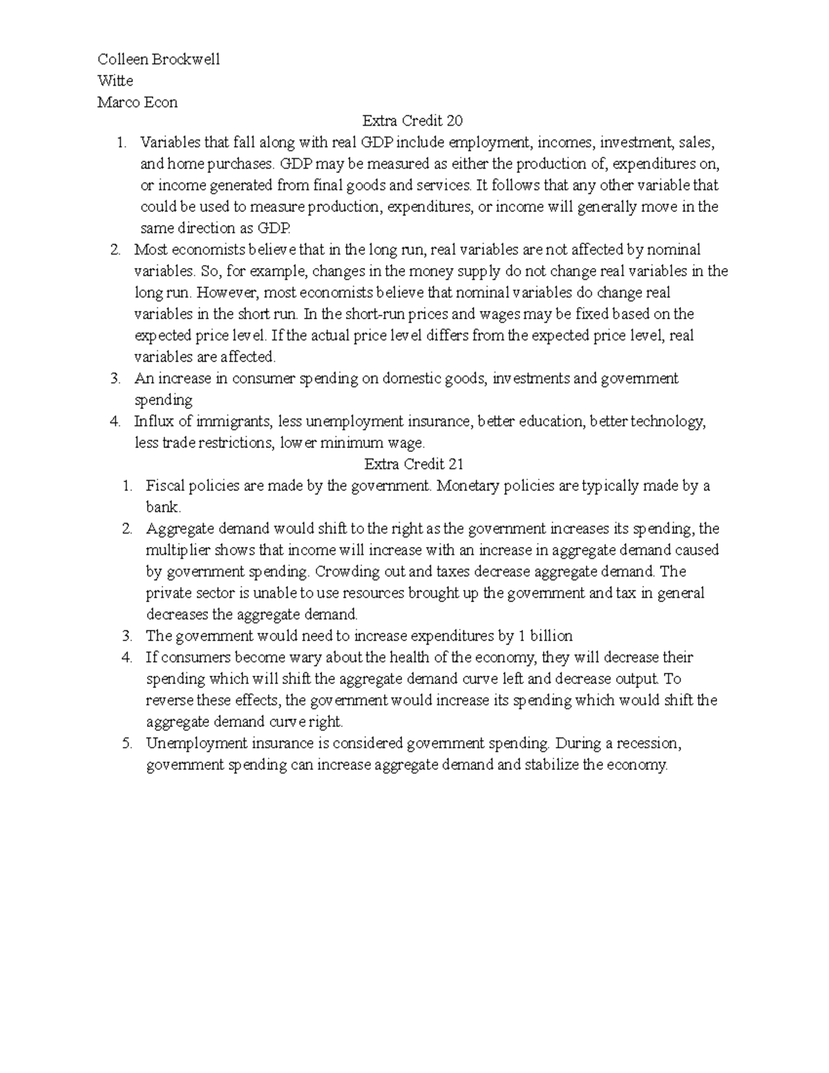 Extra credit - Colleen Brockwell Witte Marco Econ Extra Credit 20 ...