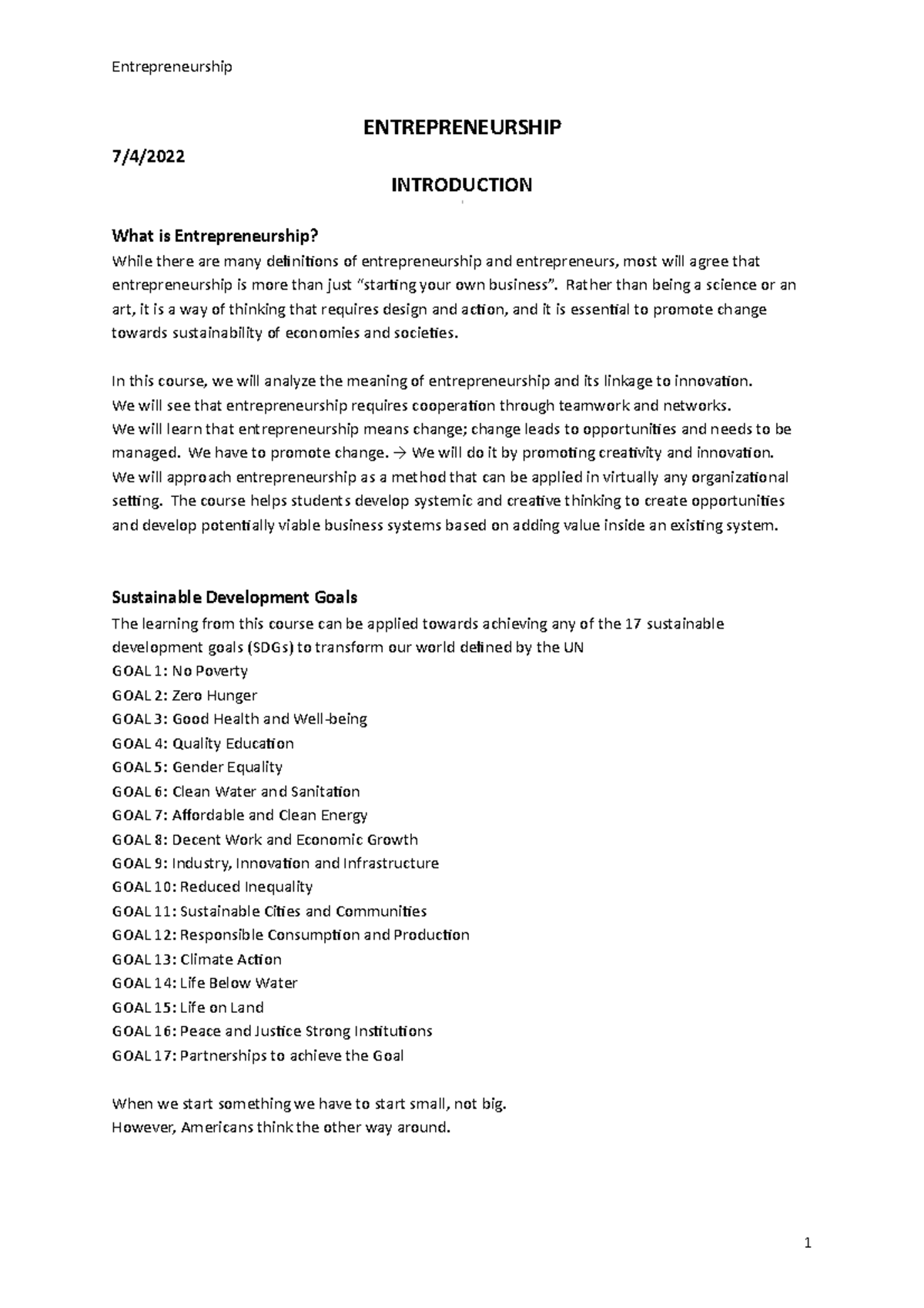 Understanding Entrepreneurship - ENTREPRENEURSHIP 7/4/ INTRODUCTION ...