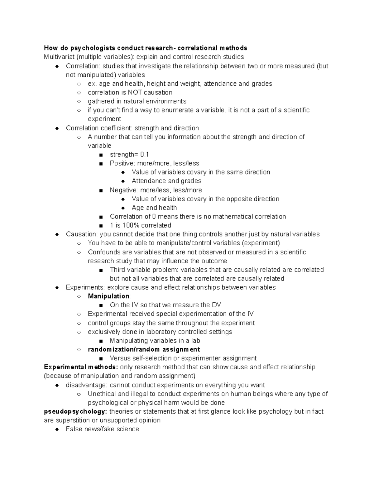 Psych notes - researching methods in psychology - How do psychologists ...