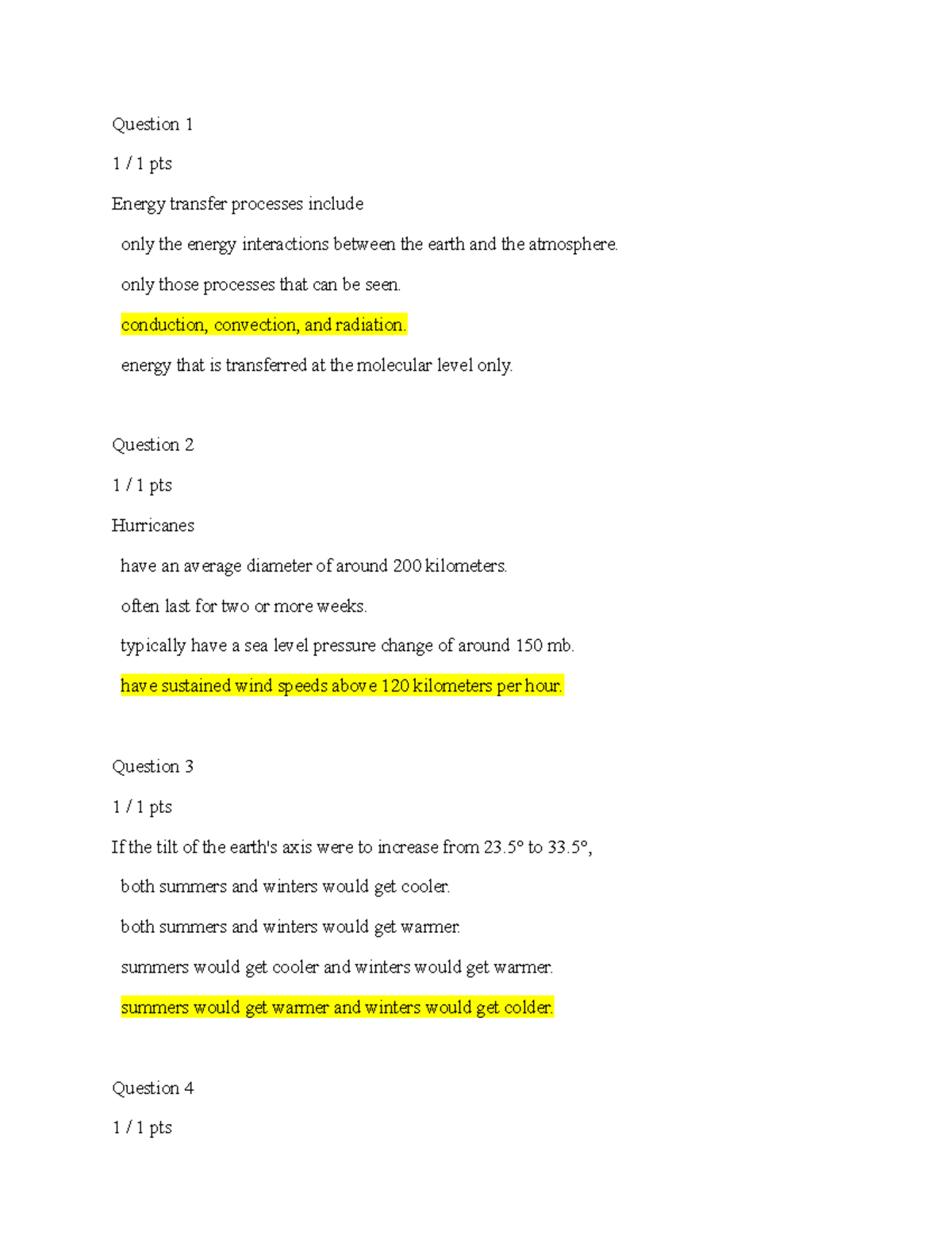 Course Assessment Pre-Test - Question 1 1 / 1 pts Energy transfer ...