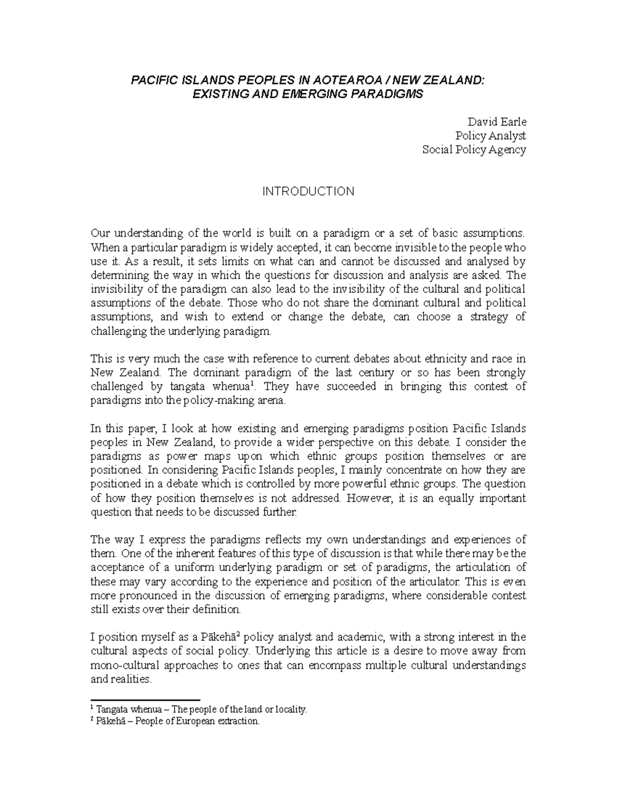 Pacific Studies Placement and Racism - Pacific Worlds - USP - Studocu