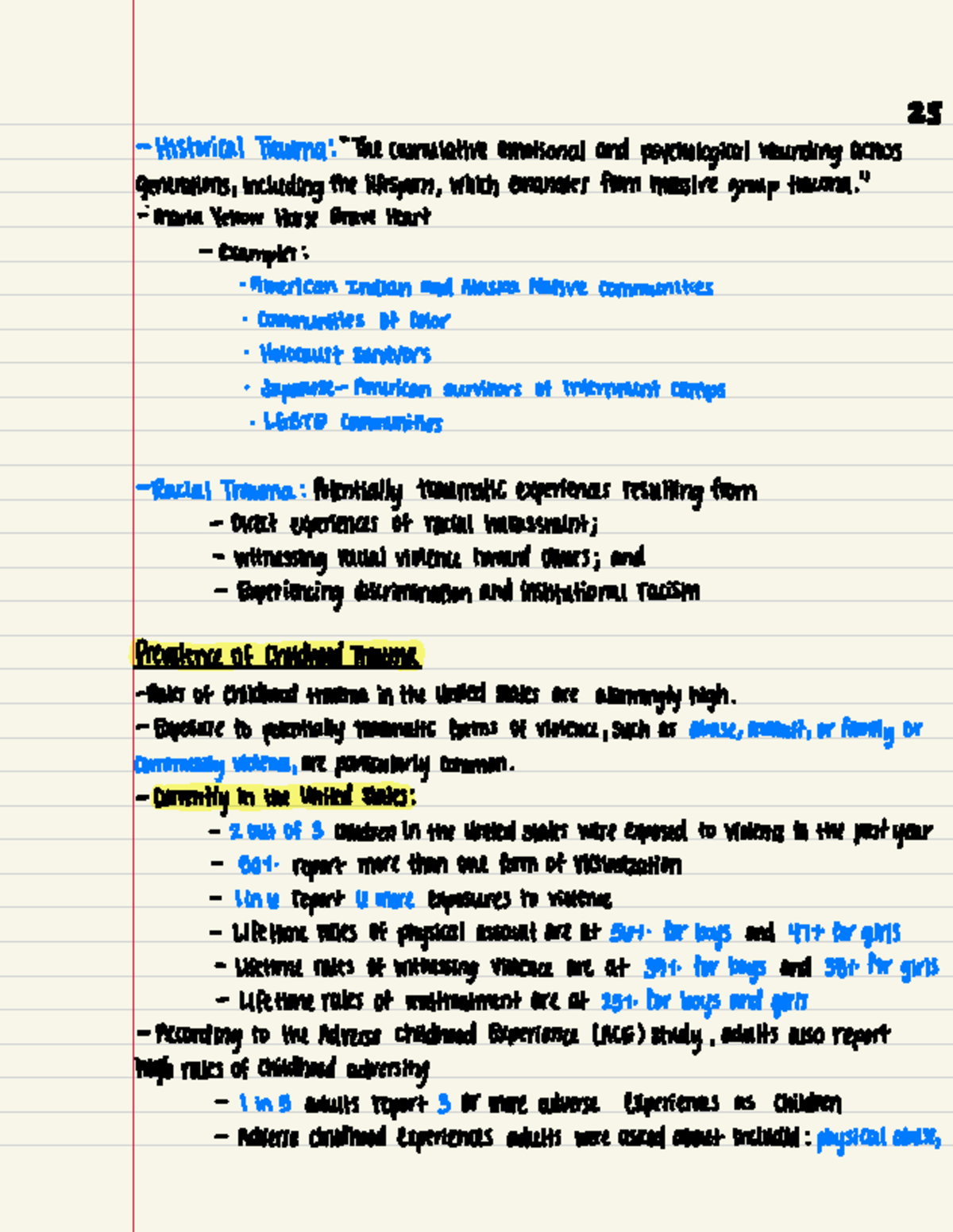 Abnormal Psych Writing page 25 - 25 - Historical Trauma: "The ...