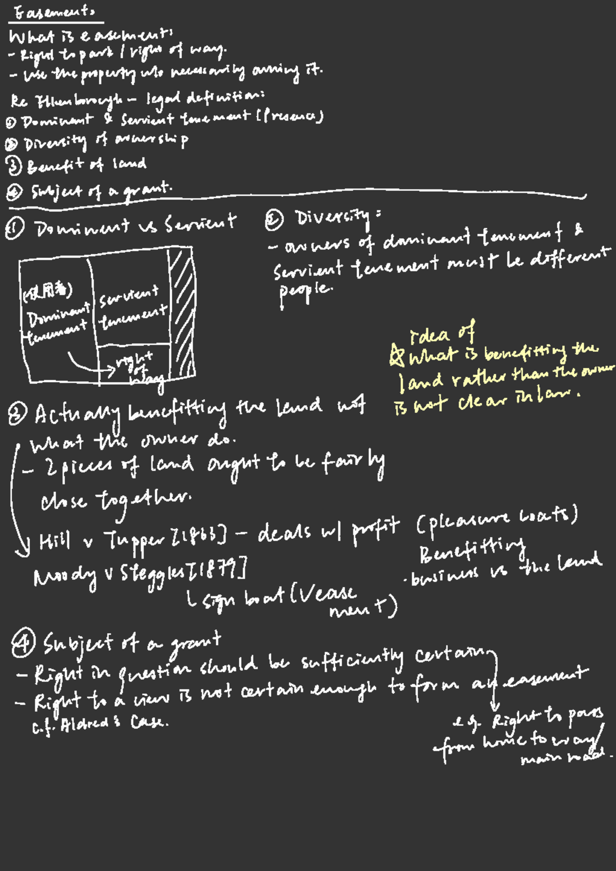 Easement - use the property who necessarily owning it. Re Ellenborough ...